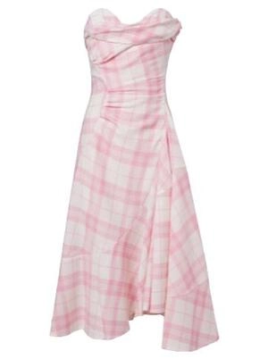 VIVIENNE WESTWOOD Spiral Checked Wool-blend Bustier Dress - Pink