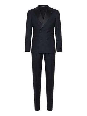 Tagliatore Double-breasted Satin Lapel Suit - Black