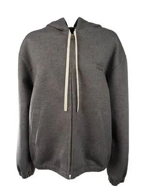 MIU MIU Miu Miu Logo-Patch Drawstring Hoodie