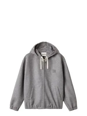Miu Miu Logo-patch Drawstring Hoodie - Grey