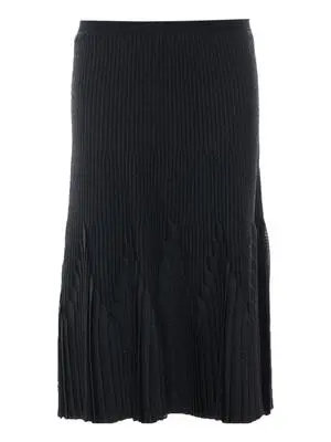 Elisabetta Franchi Ribbed Midi Skirt - Black