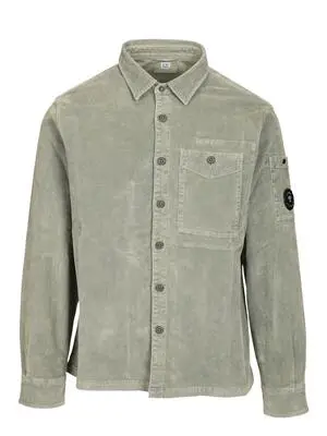 C.P. COMPANY Corduroy Long Sleeve Button Lens Shirt - Gray