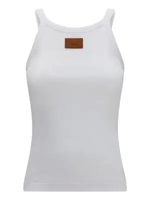 Fendi Ribbed Cotton Tank Top - White