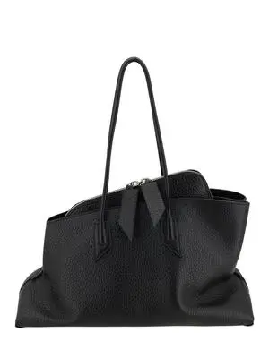 Attico La Passeggiata Leather Shoulder Bag - Black