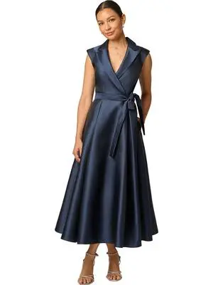 Adrianna Papell Sleeveless Mikado Fit & Flare Dress - Midnight