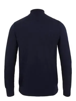 PAUL JAMES KNITWEAR Extra Fine Merino Wool Shawl Mock Turtleneck Jumper - Blue
