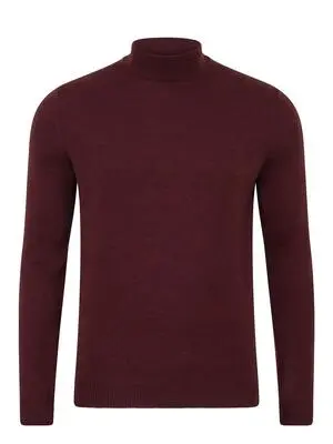 PAUL JAMES KNITWEAR Extra Fine Merino Wool Shawl Mock Neck Jumper - Red
