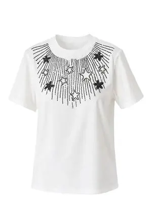 EXQUISE Neutrals Alanna Embroidered Tshirt Ecru - Beige