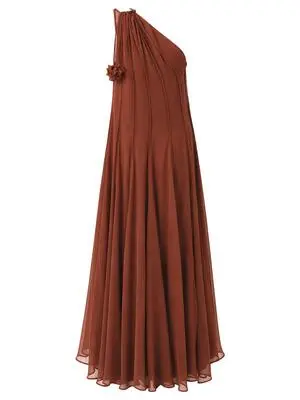 EXQUISE Asymmetrical One-shoulder Maxi Dress - Brown