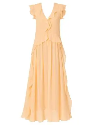 EXQUISE Cameron Maxi Dress With Ruffled Detailing - Orange