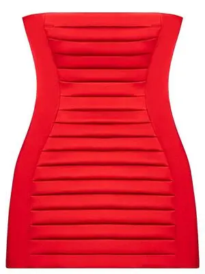 NOCTURNE Nocturne Strapless Ribbed Mini Dress