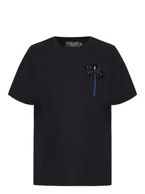 EXQUISE Nina T-shirt With Embellished Detail - Black