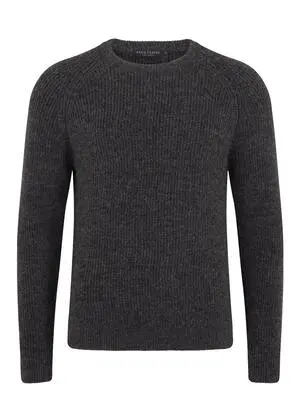PAUL JAMES KNITWEAR Charcoal Fisherman Rib Knit Jumper - Grey