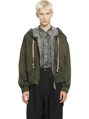 ZIGGY CHEN Cropped Full Zip Hoodie - Green