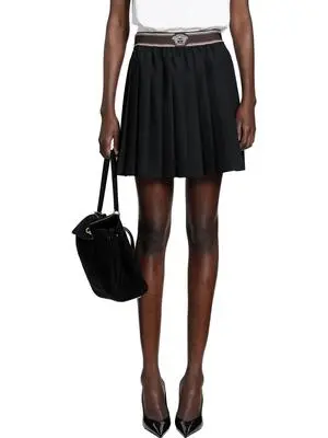 Versace Pleated Wool-mohair Mini Skirt - Black