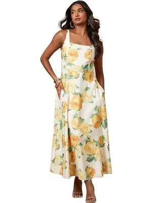 OASIS Floral Square Neck Maxi Dress - Ivory
