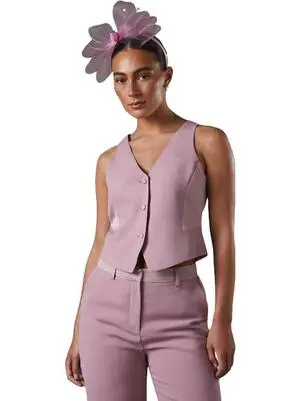 Coast Tailored Single-breasted V-neck Waistcoat - Mink
