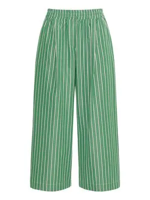Max Mara Striped Cotton Wide-leg Trousers - Green