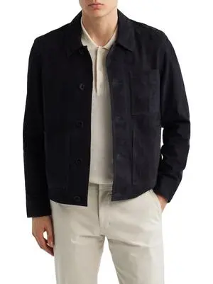 REISS Wilstead Suede Shirt Jacket - Navy