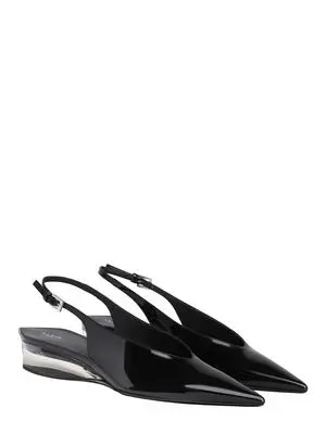 Alaïa Patent Leather Invisible Wedge Slingback Pumps - Black