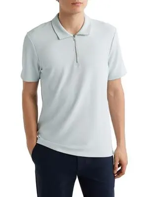 REISS Forno Jacquard Half Zip Polo - Soft Blue