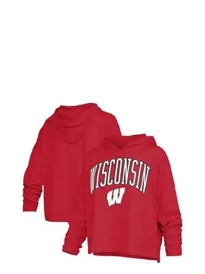 PRESSBOX Wisconsin Badgers Nelson Arch Over Logo Long Sleeve Hooded Slub T-shirt - Red