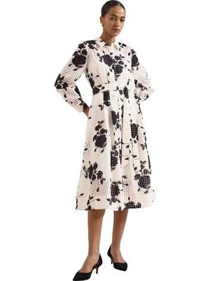 PHASE EIGHT Natalie Floral Belted Shirt Dress - Ivory