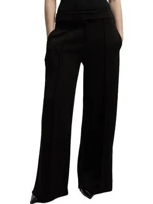 Karen Millen Ponte Wide Leg Trousers - Black