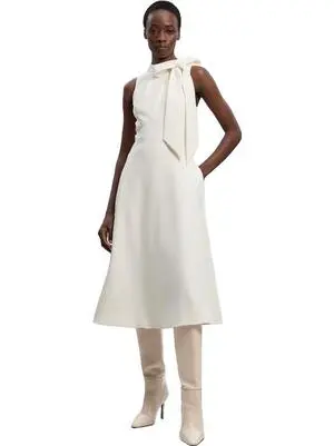 Karen Millen Bow Neck Midi Dress - Ivory