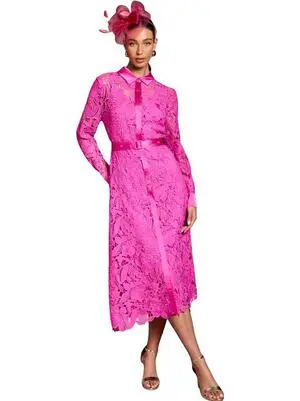 Coast Lace Shirt Dress - Magenta