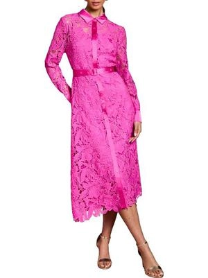 Coast Lace Shirt Dress - Magenta