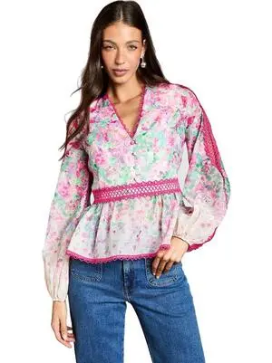 Coast Organza V-neck Blouse - Pink