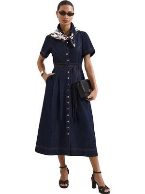 PHASE EIGHT Aven Denim Midi Shirt Dress - Blue