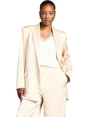 Coast Satin Double-breasted Tailored Blazer - Champagne