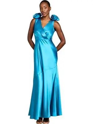 Coast Satin Corsage Detail Maxi Dress - Teal