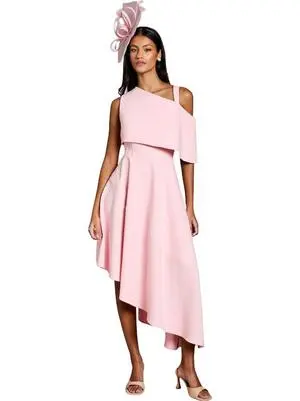 Coast Petite Asymmetrical One-shoulder Midi Dress - Blush