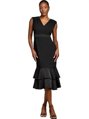 Coast Crepe Peplum Dress With Tiered Hem - Black
