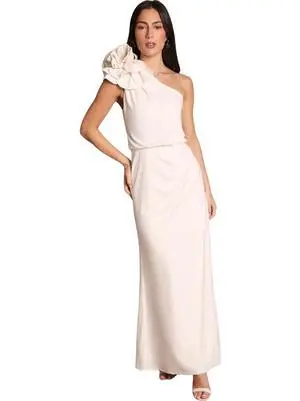 Coast One Shoulder Jersey Maxi Dress With Corsage Detail - Ivory