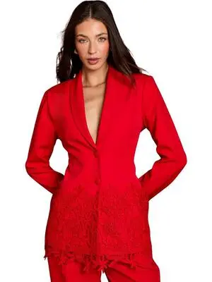 Coast Embroide Single Breasted Blazer - Red