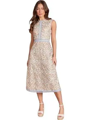 Coast Embroidered Floral Fitted Midi Dress - Ivory