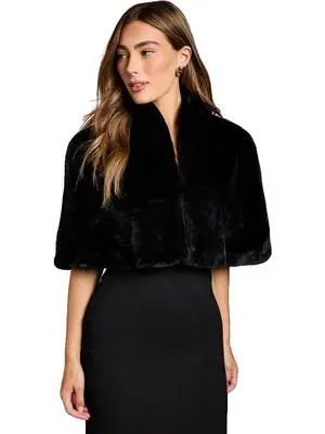 Coast Faux Fur Cropped Cape - Black