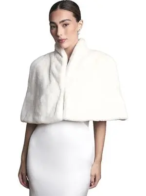 Coast Faux Fur Cropped Cape - Ivory