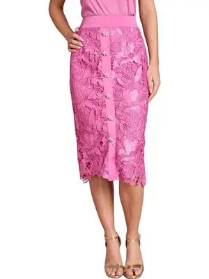 Coast Lace Embroidered Pencil Skirt - Pink
