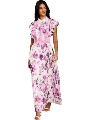 Coast Petite Lace Collar Frill Maxi Dress - Ivory