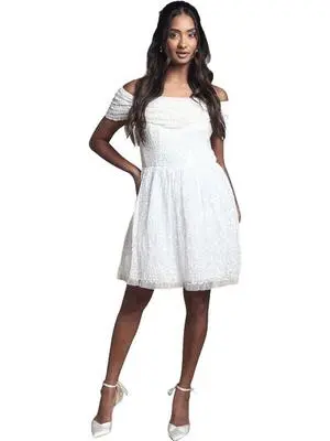 Coast Bardot Embellished Bridal Mini Dress - Ivory