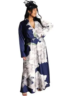 Coast Floral Print Wrap Maxi Dress - Navy