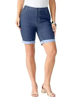 Roaman's Roaman's Stretch Cuffed Boyfriend Short Medium Wash