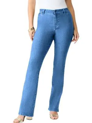 Roaman's High-rise Stretch Bootcut Jeans - Light Stonewash