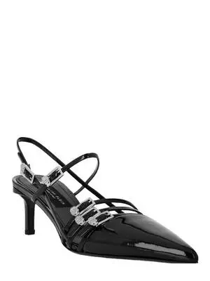 Philipp Plein Philipp Plein Multi-Strap Mid-Heel Slingbacks Black