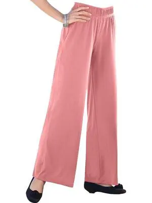 Roaman's Pull-on Wide Leg Soft Knit Pant - Desert Rose